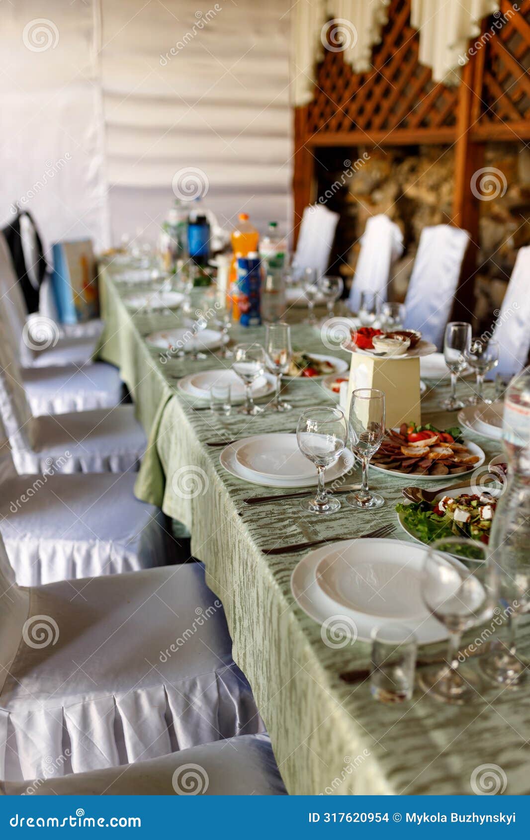 Banquet Hall, Set Table, Beautiful Dishes and Food Stock Photo - Image ...