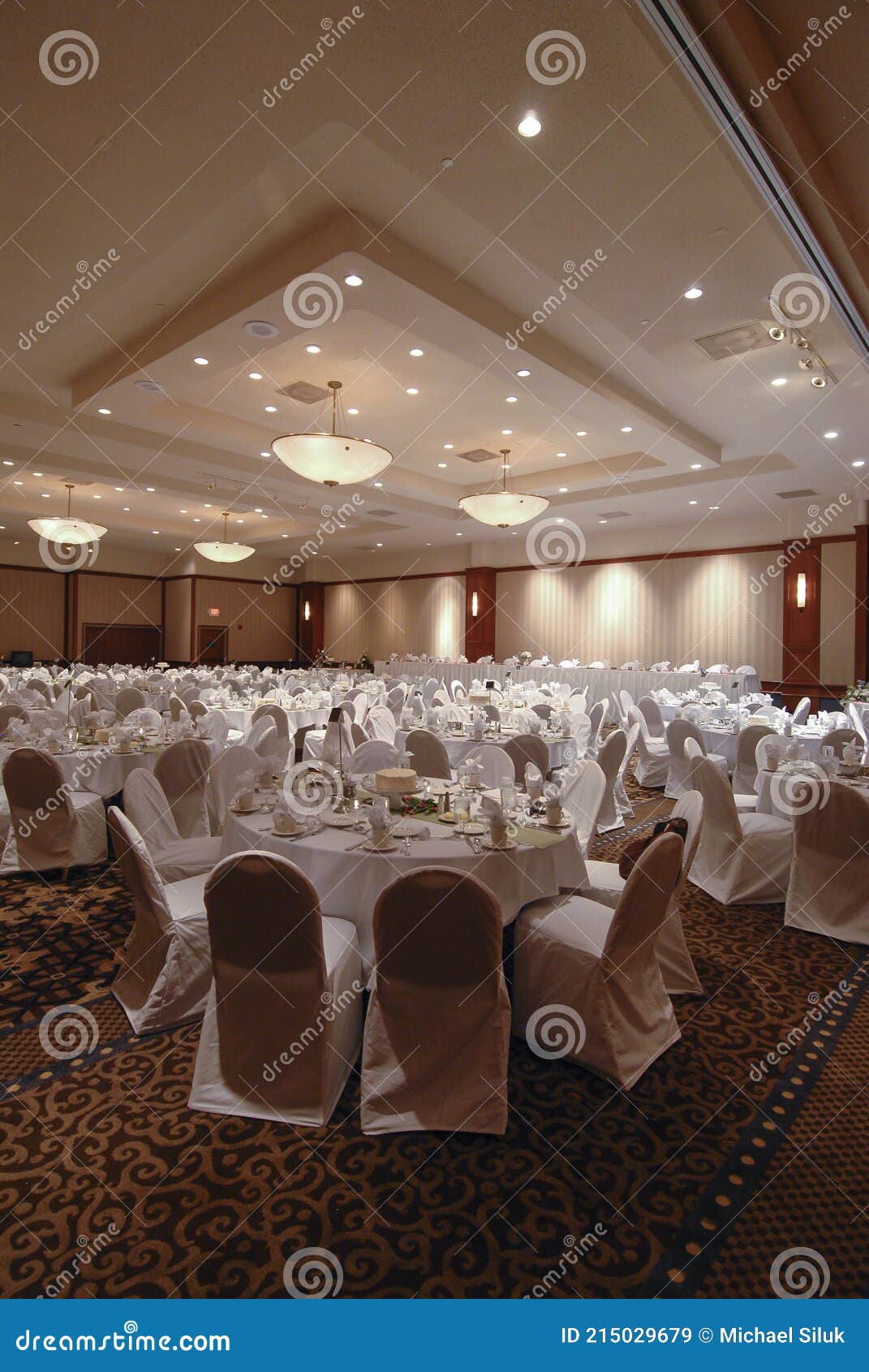 Banquet Hall Set Up for Dinner in a Beautiful Setting Stock Image ...