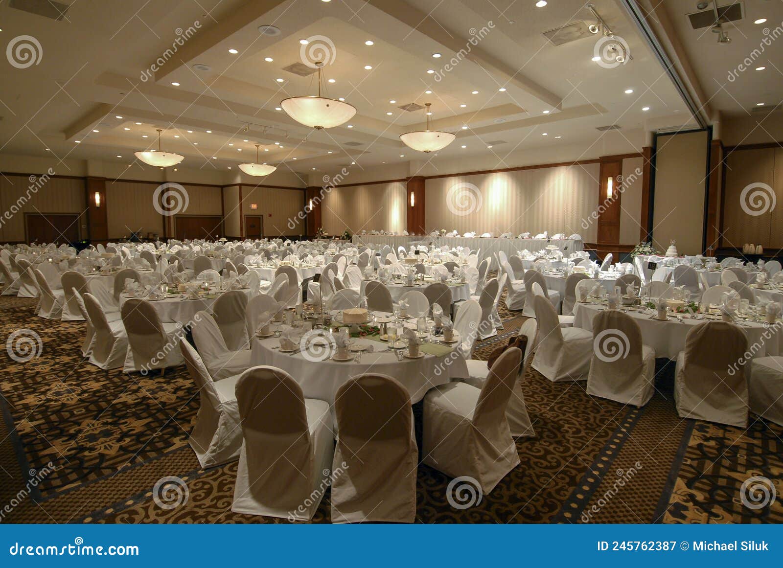 Banquet Hall Set Up for Dinner in a Beautiful Setting Editorial ...