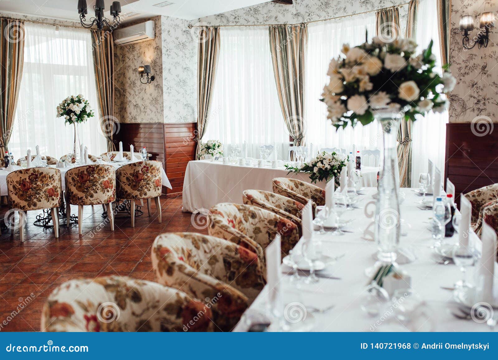 Banquet Hall for Weddings with Decorative Elements Stock Photo - Image ...