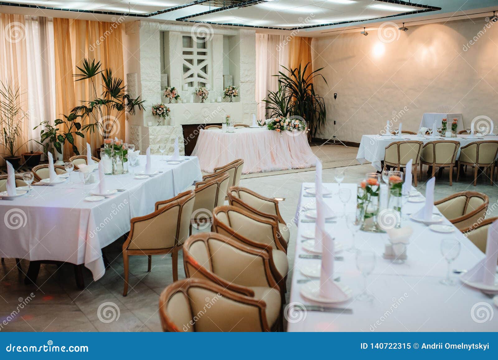 Banquet Hall for Weddings with Decorative Elements Stock Image - Image ...