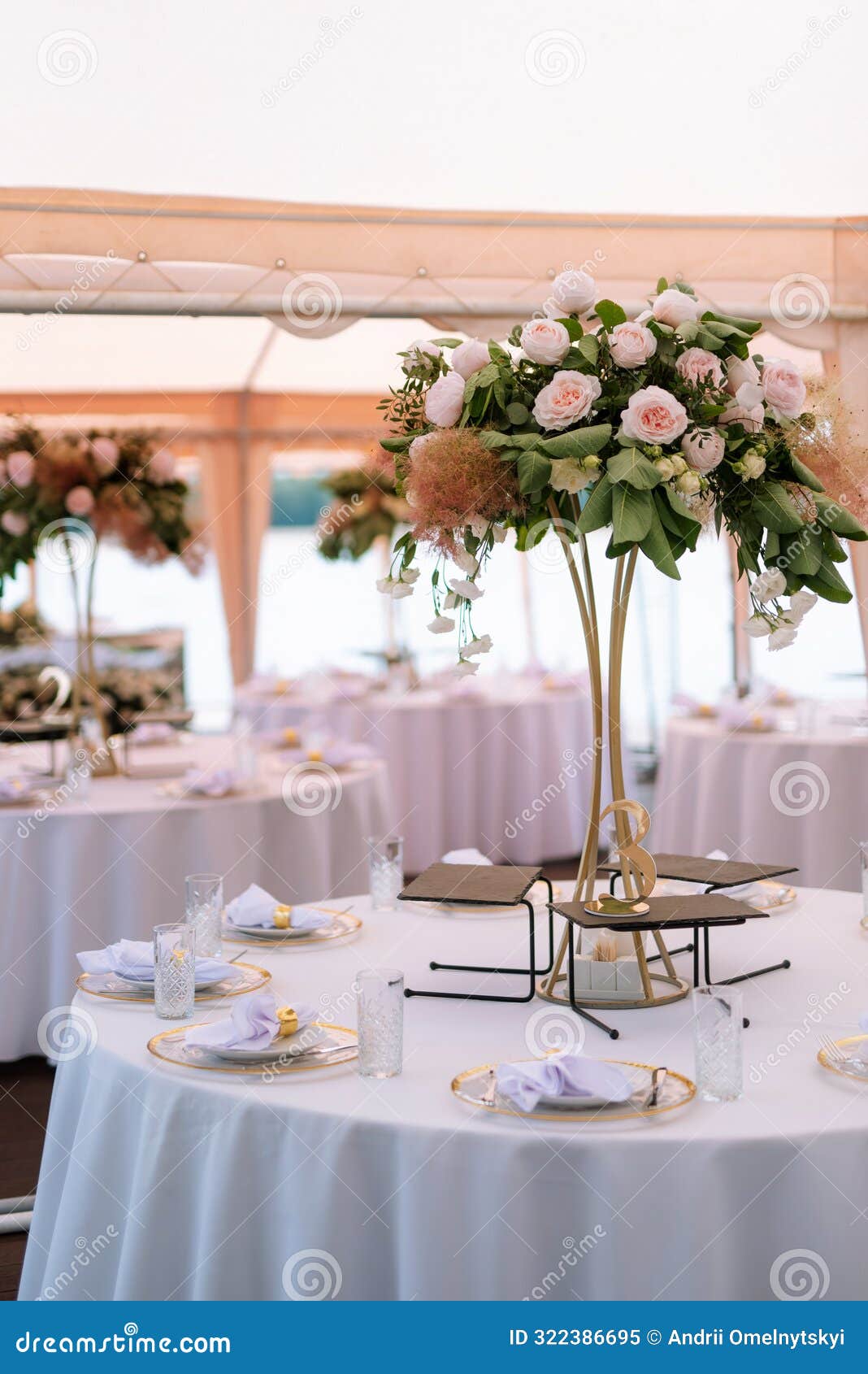 Banquet Hall for Weddings with Decorative Elements Stock Image - Image ...