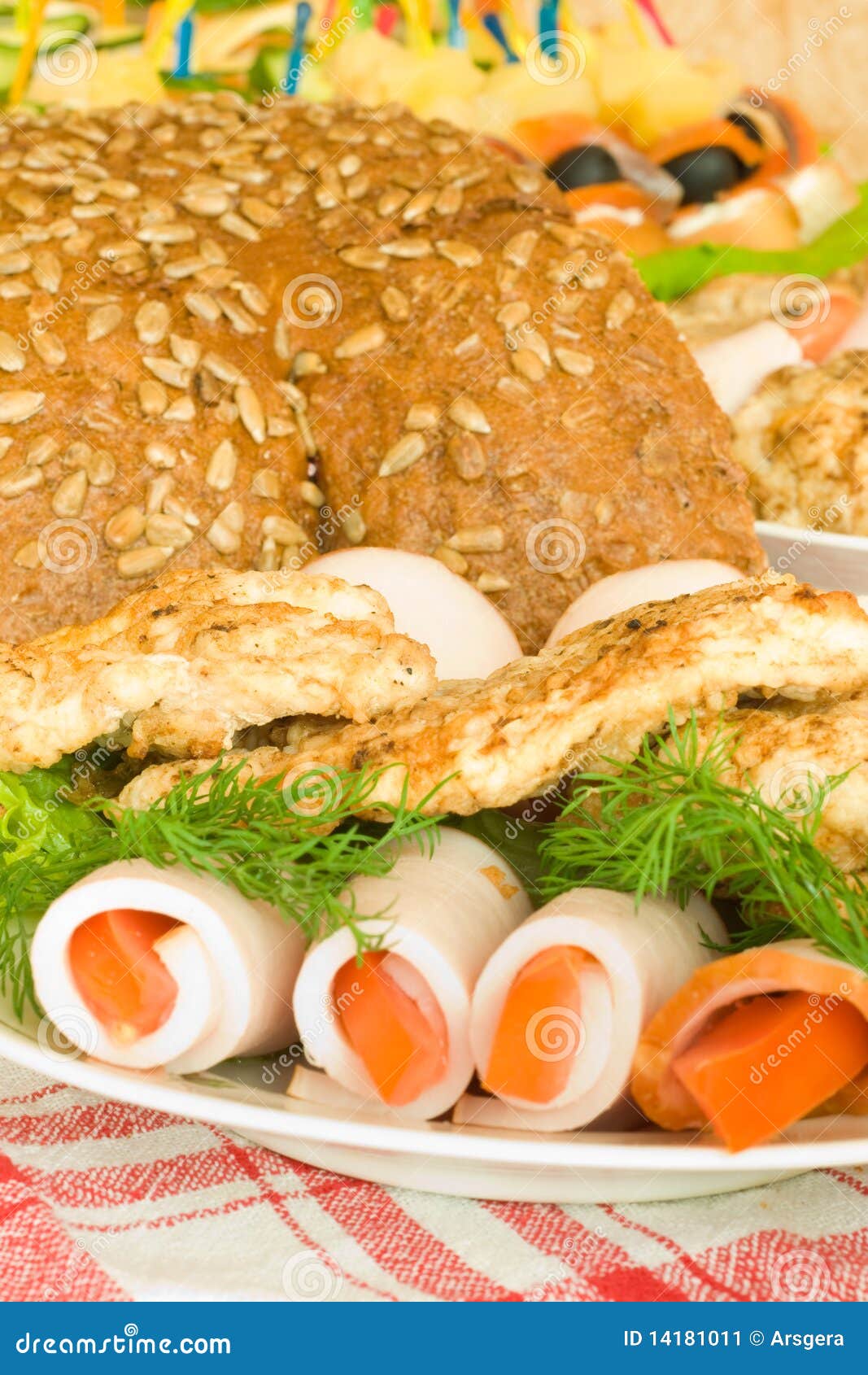 Banquet in the Restaurant. Balyk, Chops and Bread Stock Image - Image ...