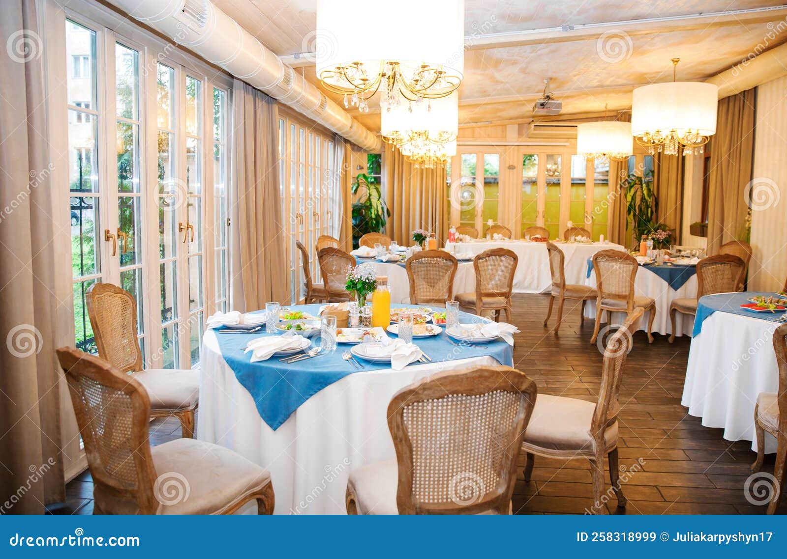 Banquet in the Restaurant, Serving Tables, Appetizers, Sets Stock Image ...