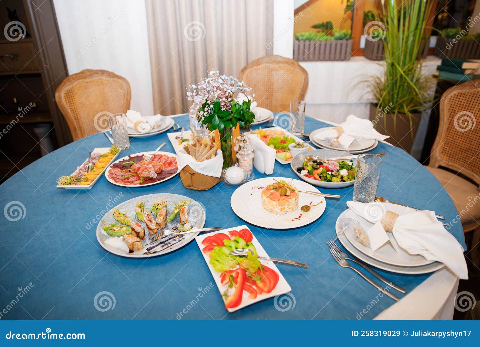 Banquet in the Restaurant, Serving Tables, Appetizers, Sets Stock Image ...
