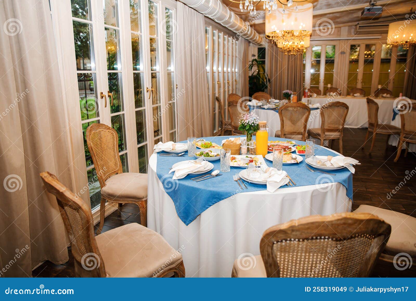 Banquet in the Restaurant, Serving Tables, Appetizers, Sets Stock Image ...