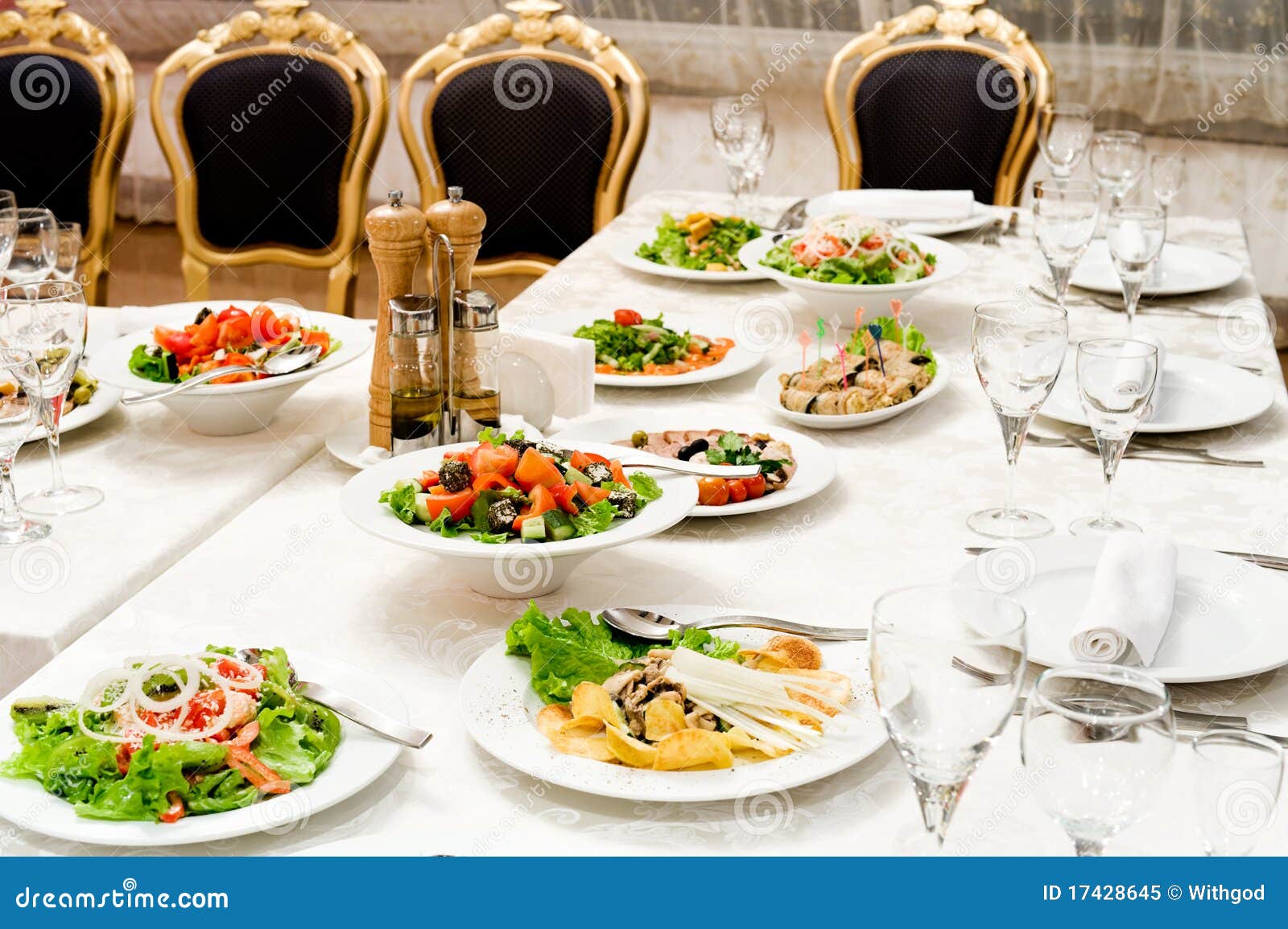 Banquet In The Restaurant. Various Delicacies, Snacks And Drinks At The ...