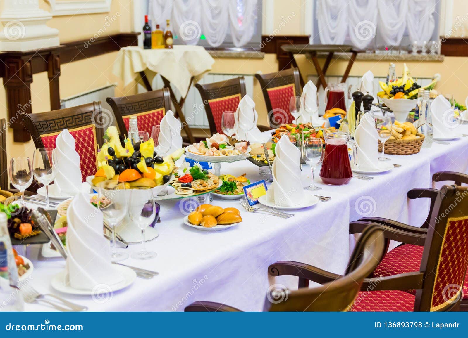 Banquet in the Restaurant. Various Delicacies, Snacks and Drinks at the ...