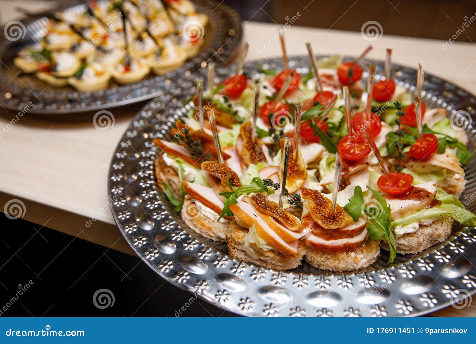 Banquet Snacks on a Silver Tray Stock Image - Image of hotel, holiday ...