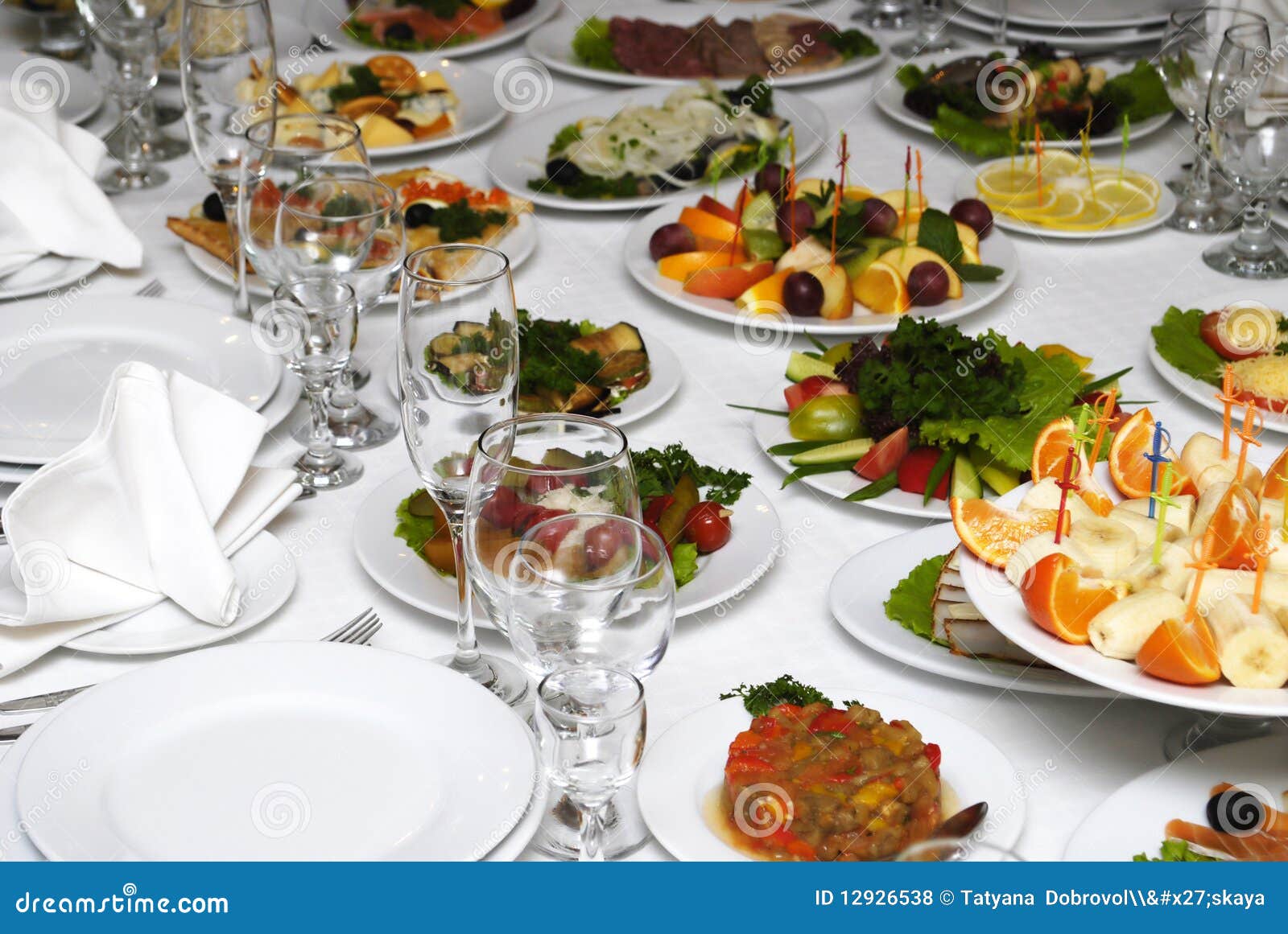 Banquet with Snacks on Tables Stock Photo - Image of meal, snack: 12926538