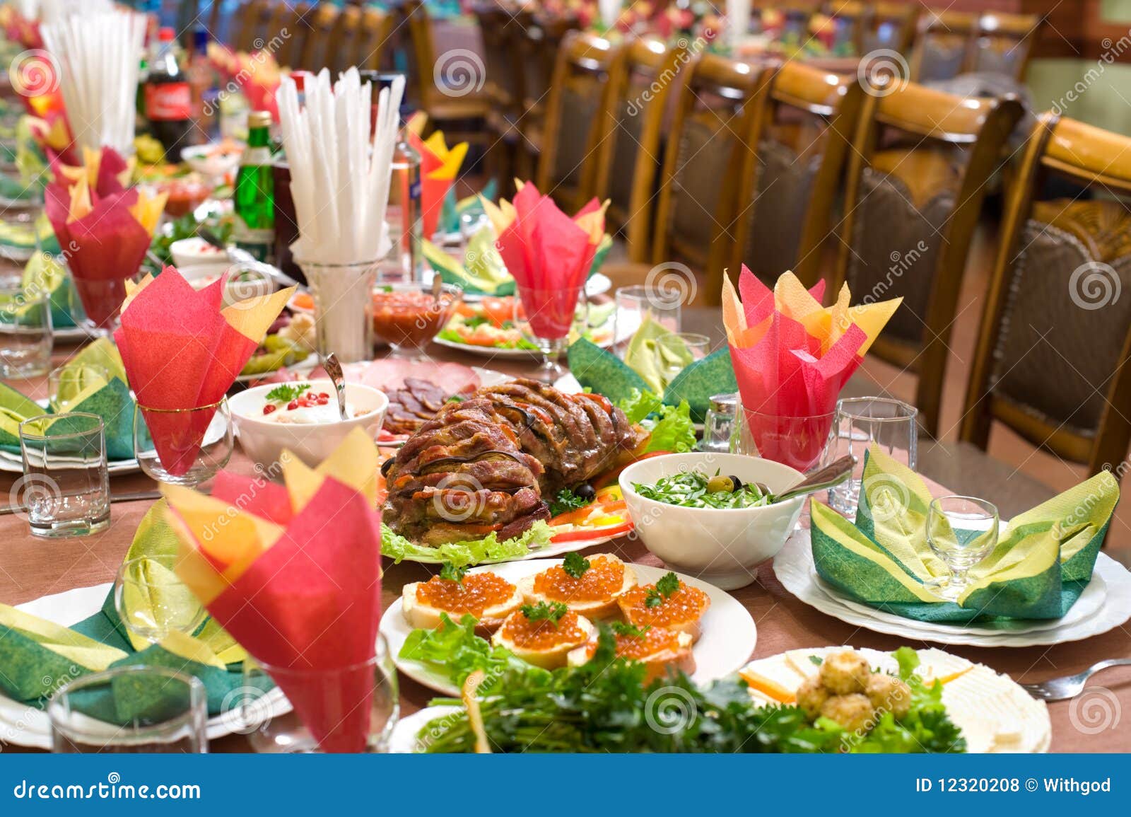 Banquet table stock photo. Image of chair, serve, fork - 12320208