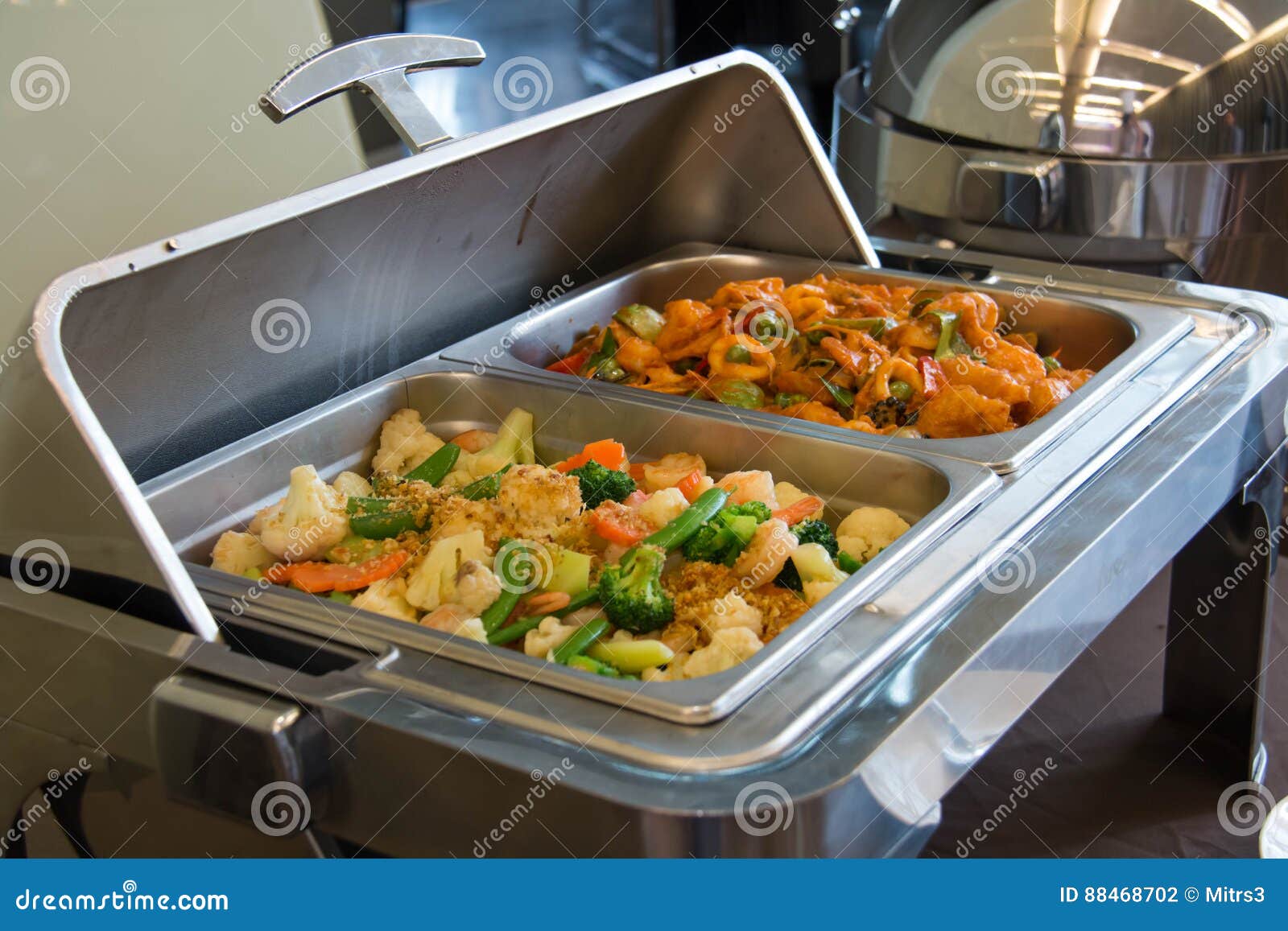 Banquet Table with Chafing Dish Heaters Stock Photo - Image of asia ...
