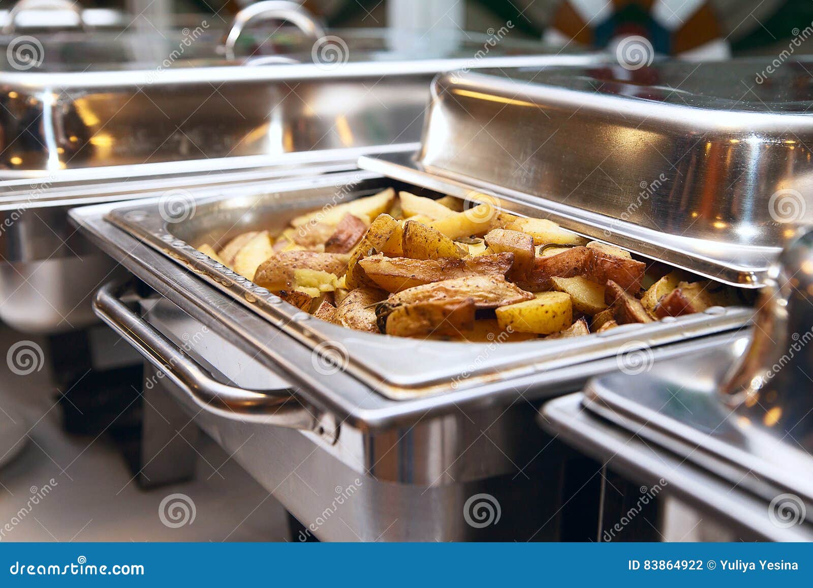 Banquet Table with Chafing Dish Heaters Stock Photo - Image of ...