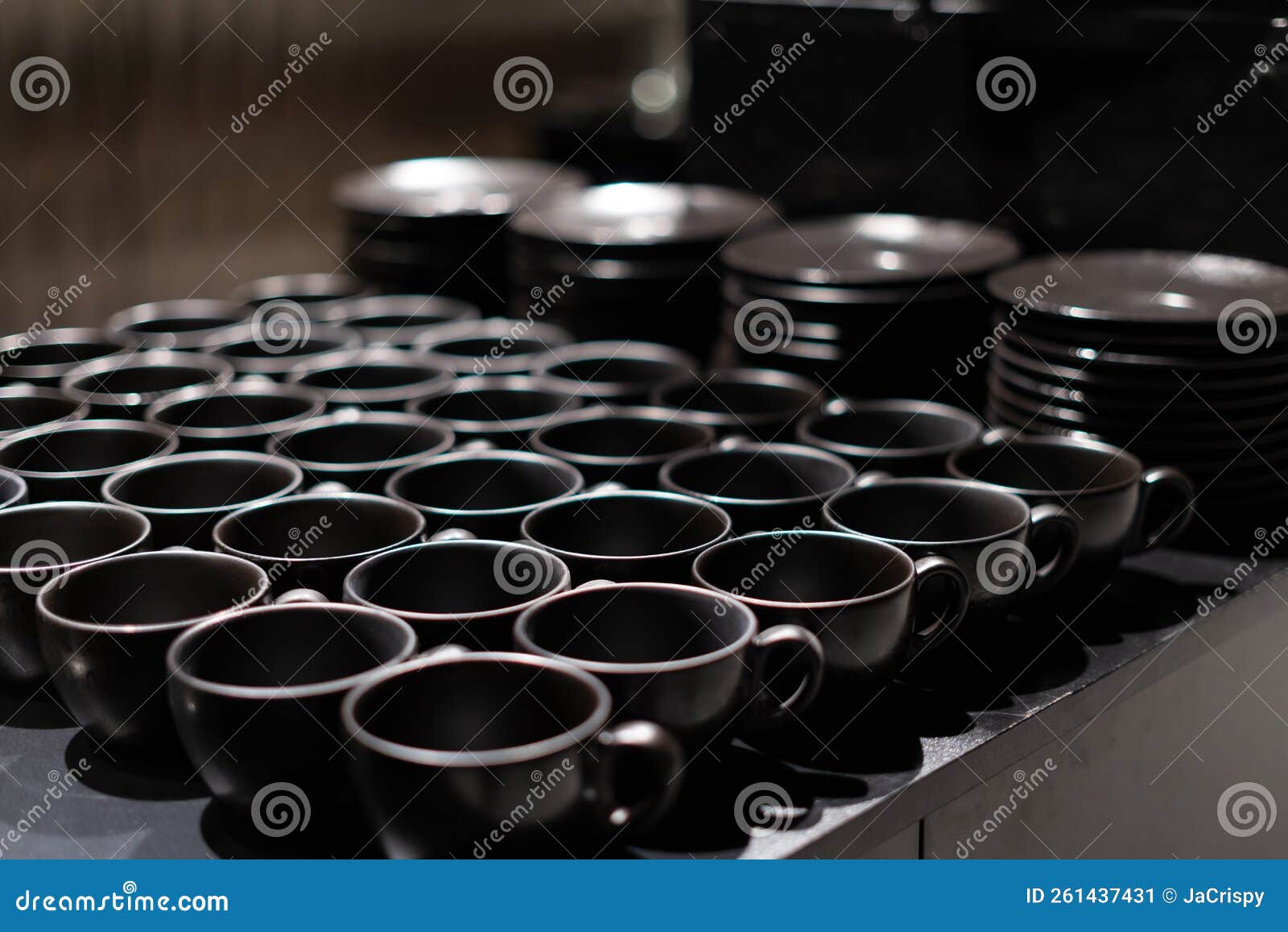 Banquet, Table Full of Empty Cups and Plates. Formal Dinner, Ready To ...