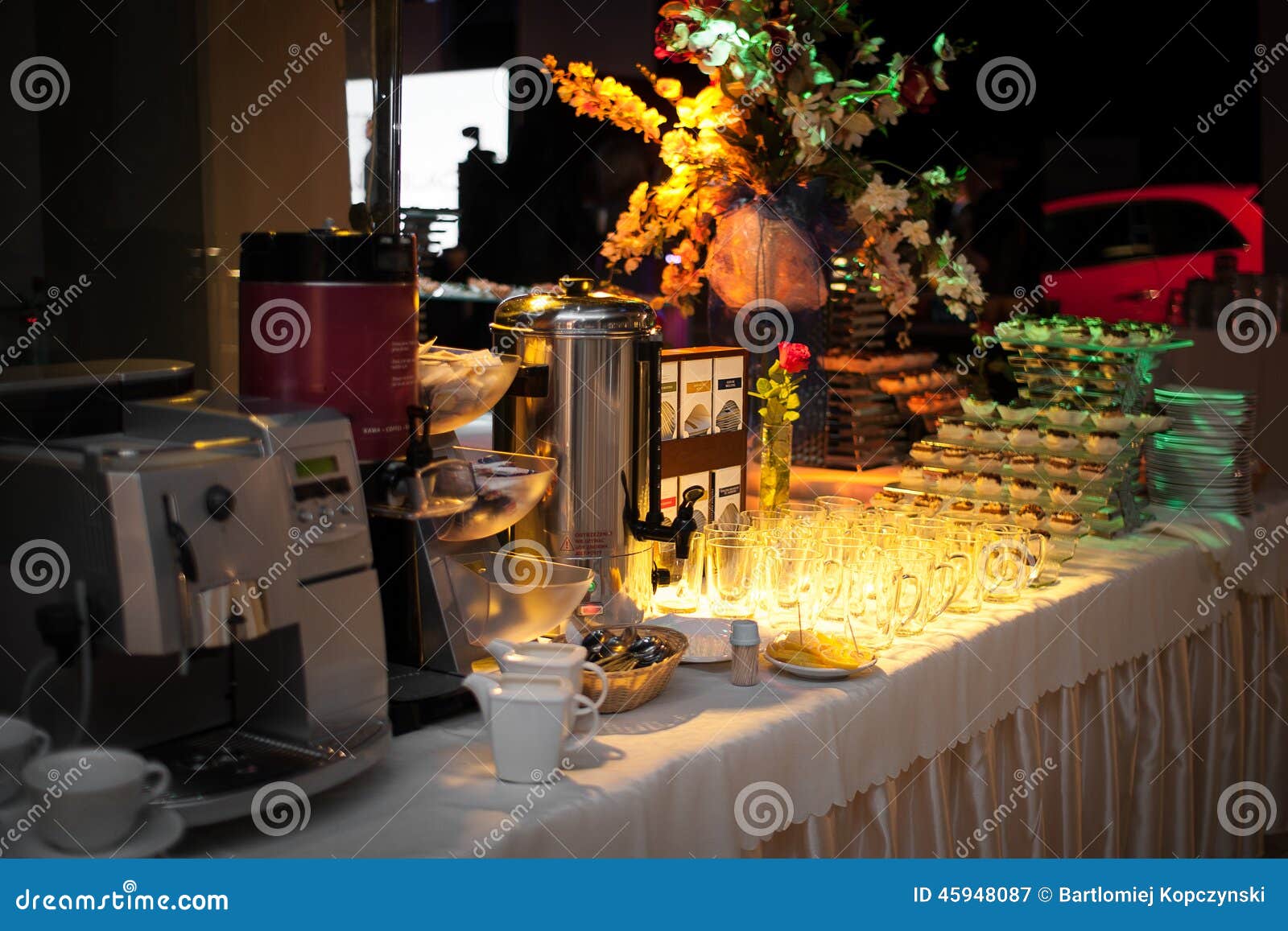 Banquet Table with Hot Drinks Stock Image - Image of conference, guests ...
