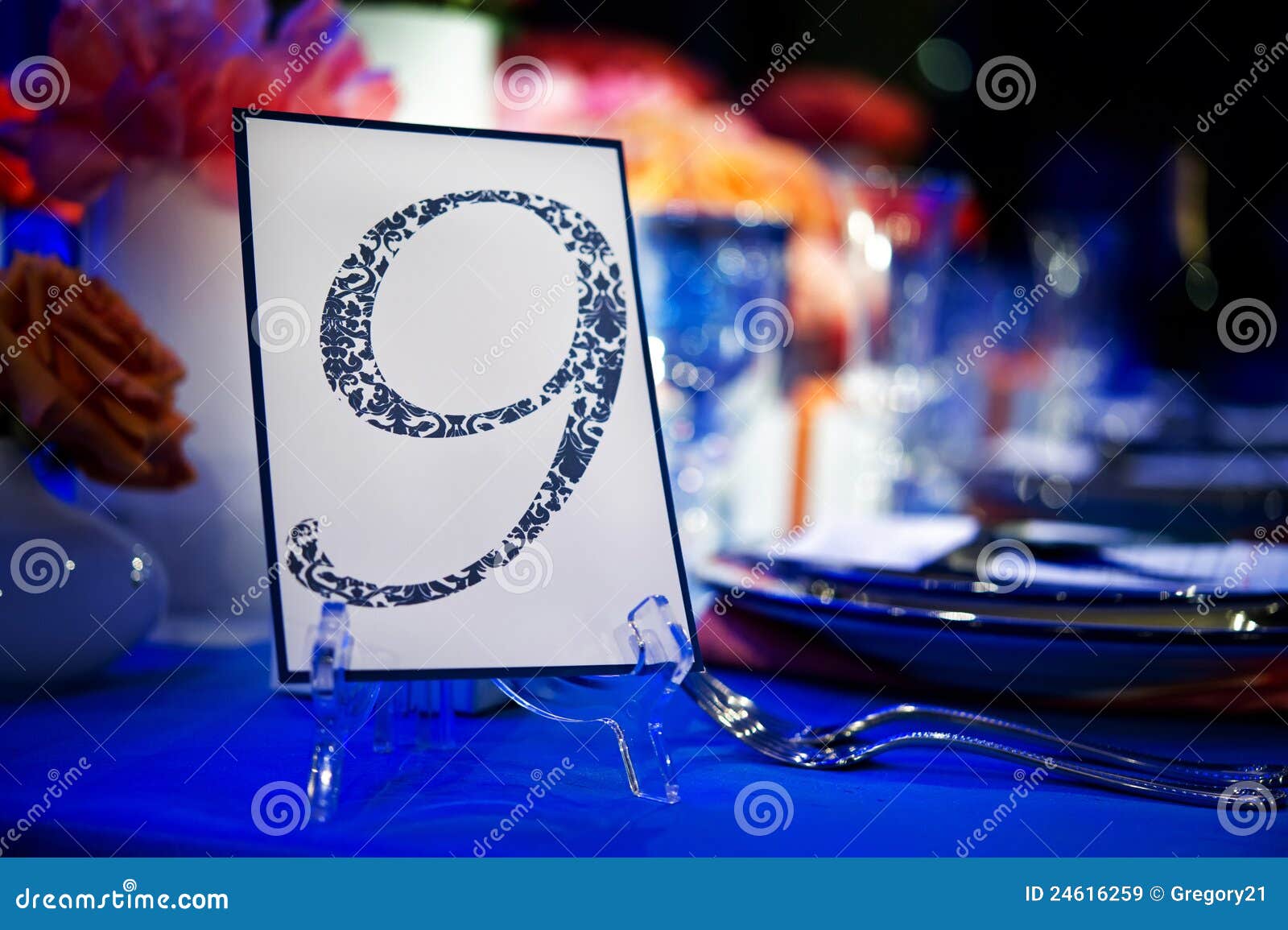 Banquet Table with Number Card Stock Image - Image of dining, long ...