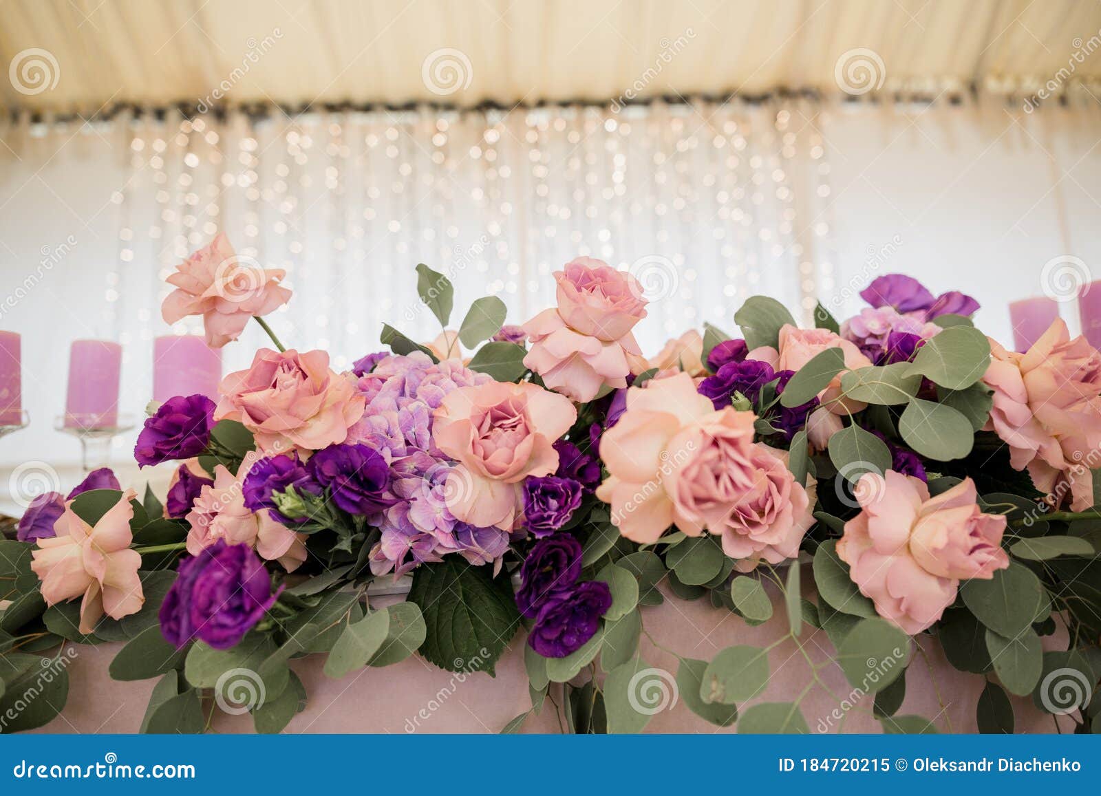 Banquet Table in a Restaurant with Flower Decor Stock Image - Image of ...