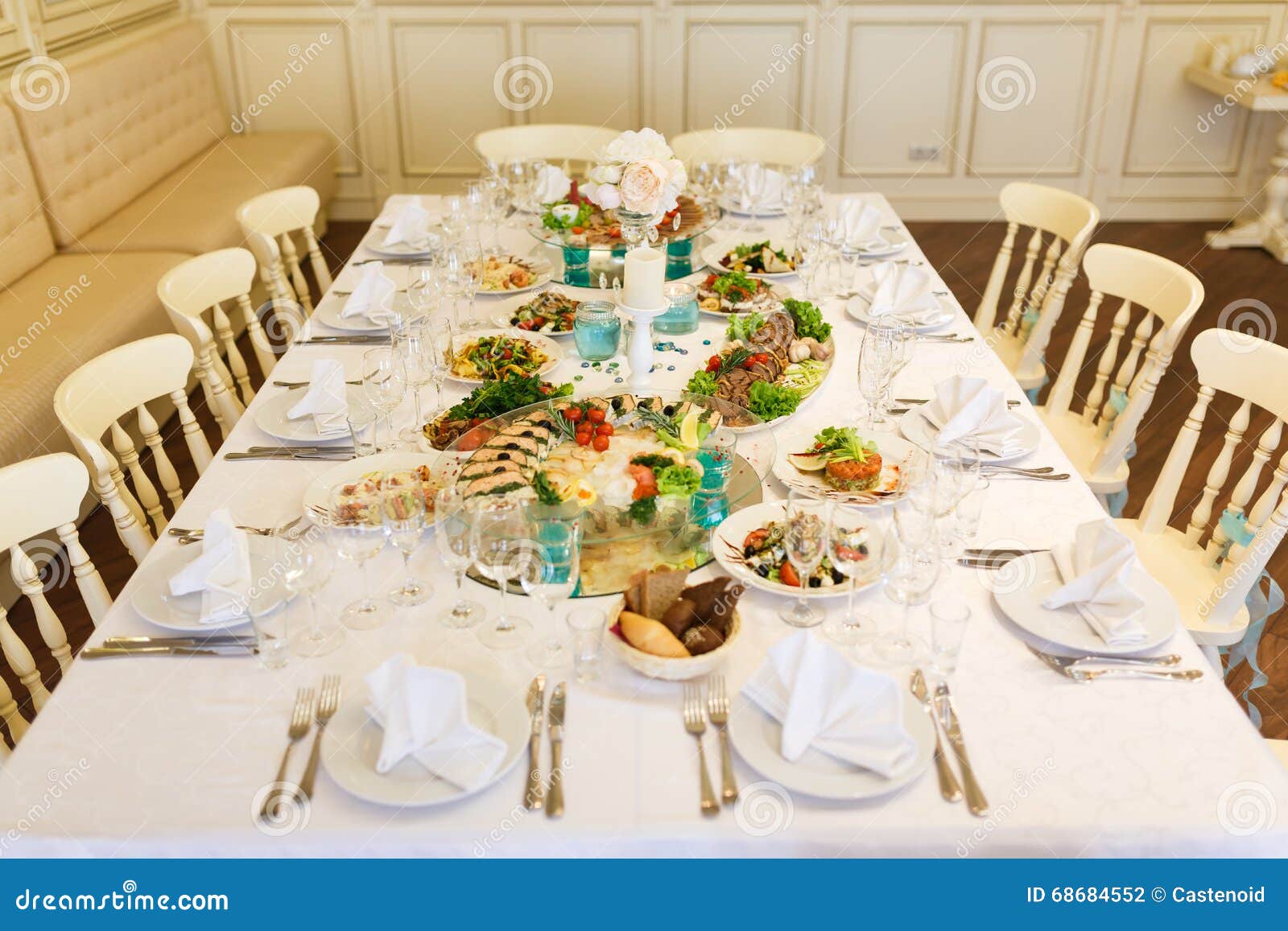 The Banquet Table in Restaurant Stock Photo - Image of festive, luxury ...