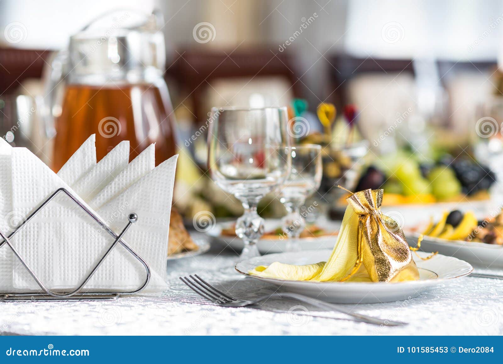 Banquet Table in a Restaurant, a Wedding in Ukraine, Set Stock Image ...