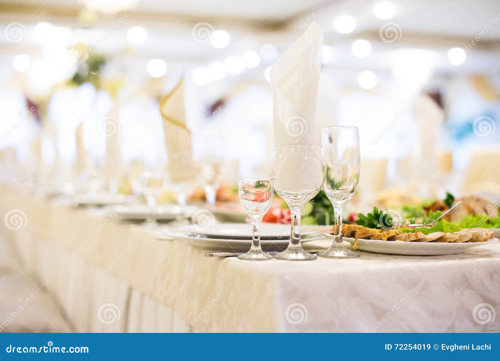 Banquet Table Setting Glass on Evening Reception Stock Image - Image of ...