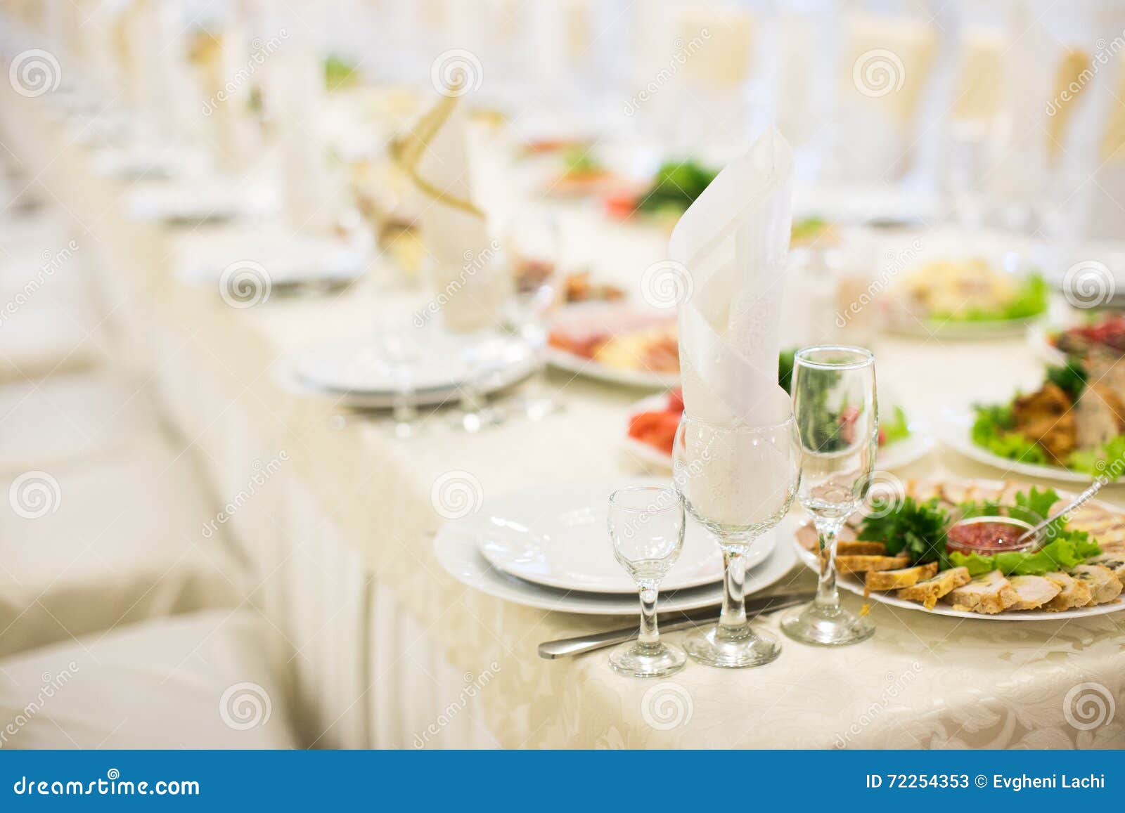 Banquet Table Setting Glass on Evening Reception Stock Image - Image of ...