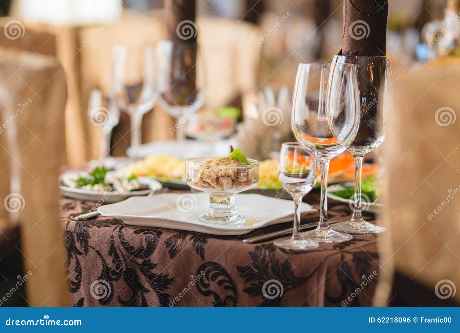 Banquet Table Setting at Restaurant Stock Photo - Image of holiday ...