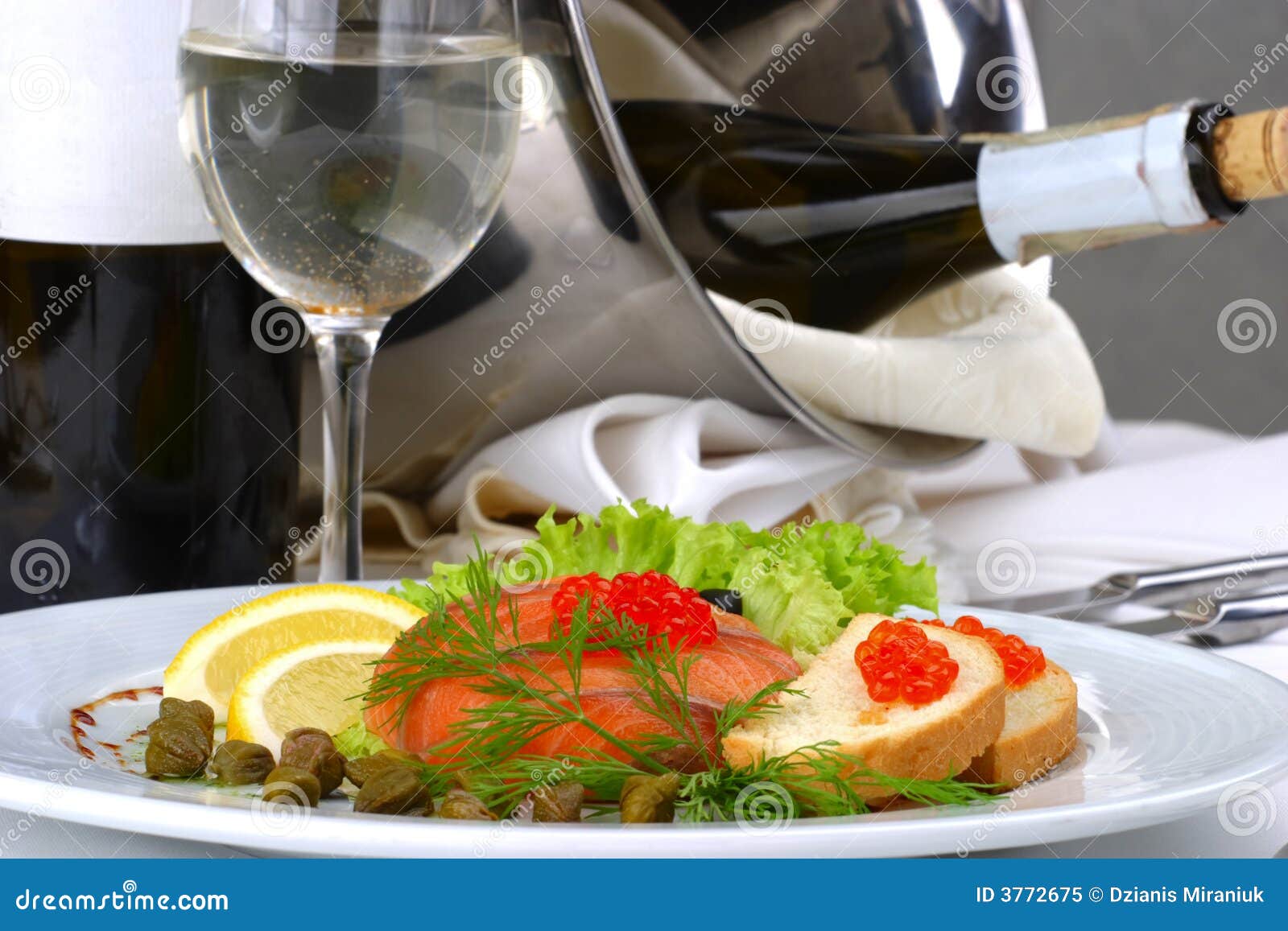 Banquet Table Setting Seafoods, Caviar Red Stock Image - Image of ...