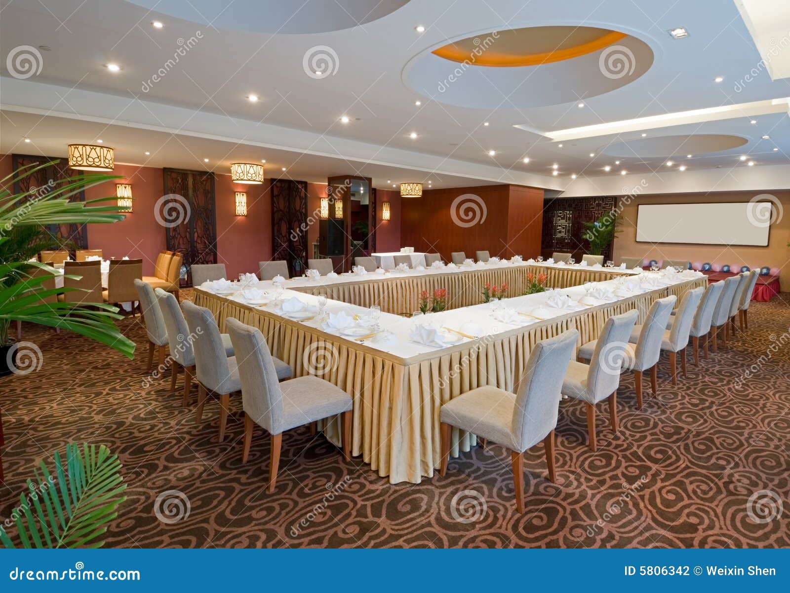 Banqueting hall in hotel stock photo. Image of table, fitments - 5806342