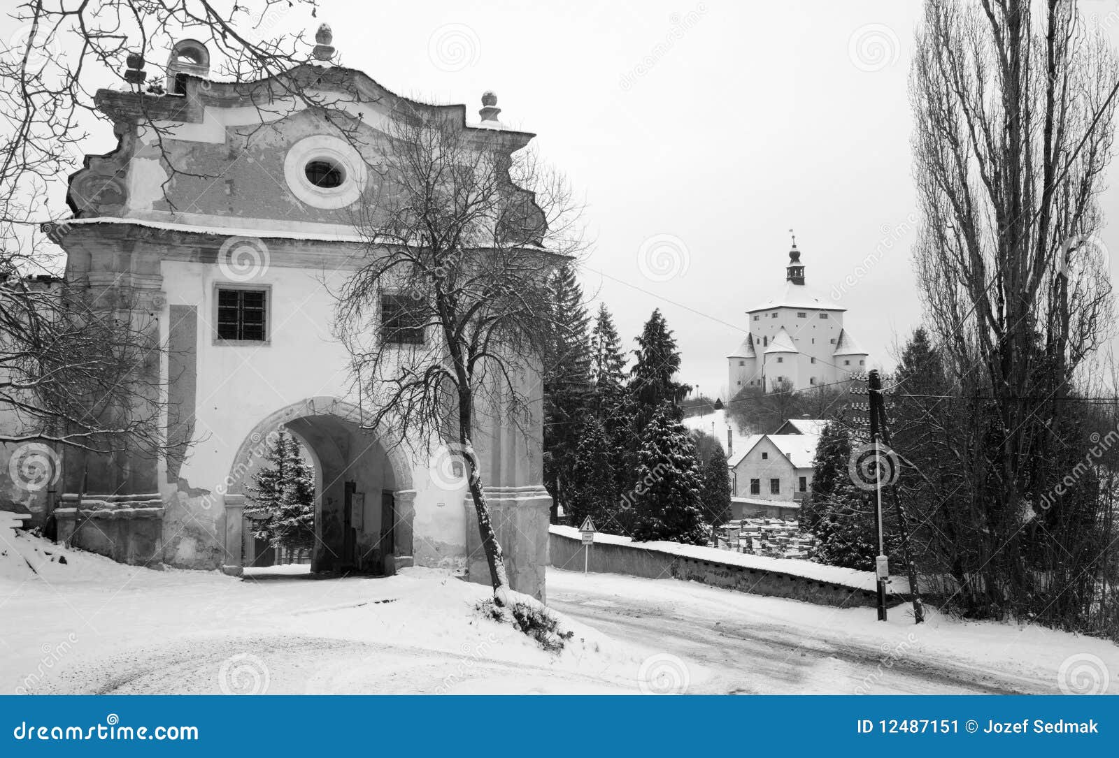 Banska Stiavnica - Piarg Gate and New Castle Stock Image - Image of ...