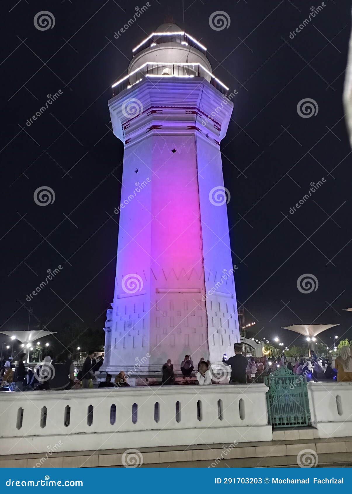 Banten tower at night stock image. Image of lighthouse - 291703203