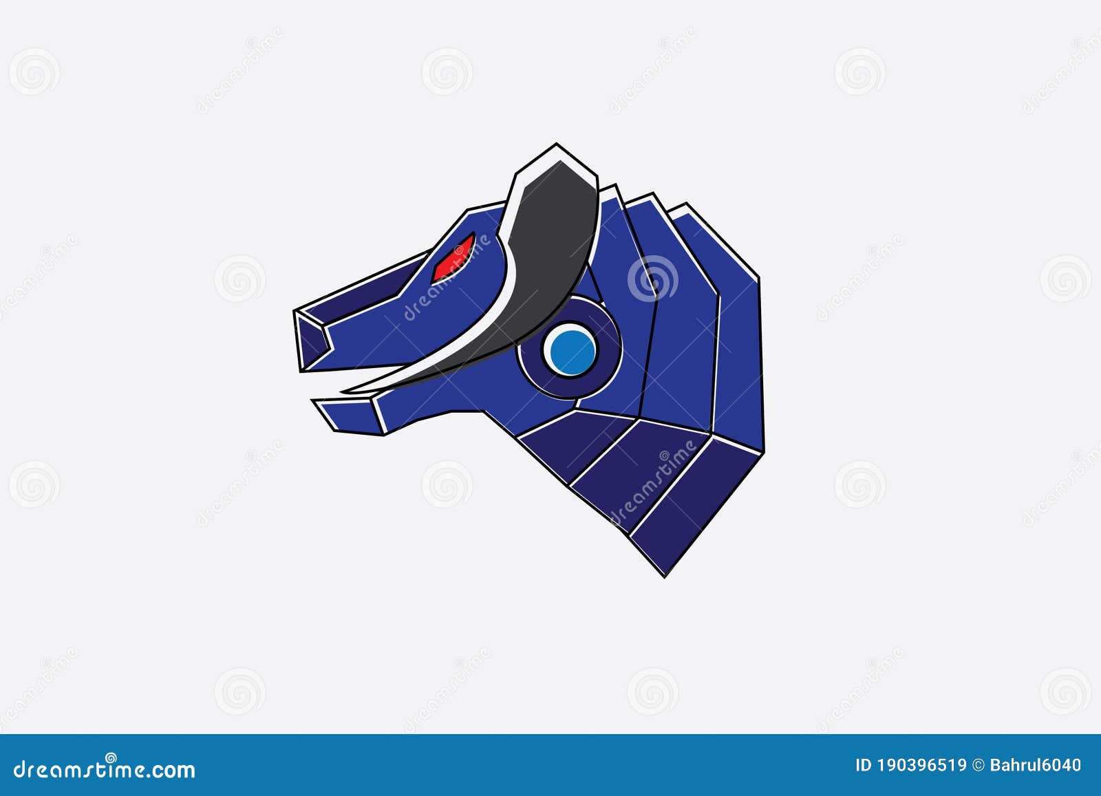 Blue Robot Bull Cyborg Logo Cartoon Vector | CartoonDealer.com #190396519