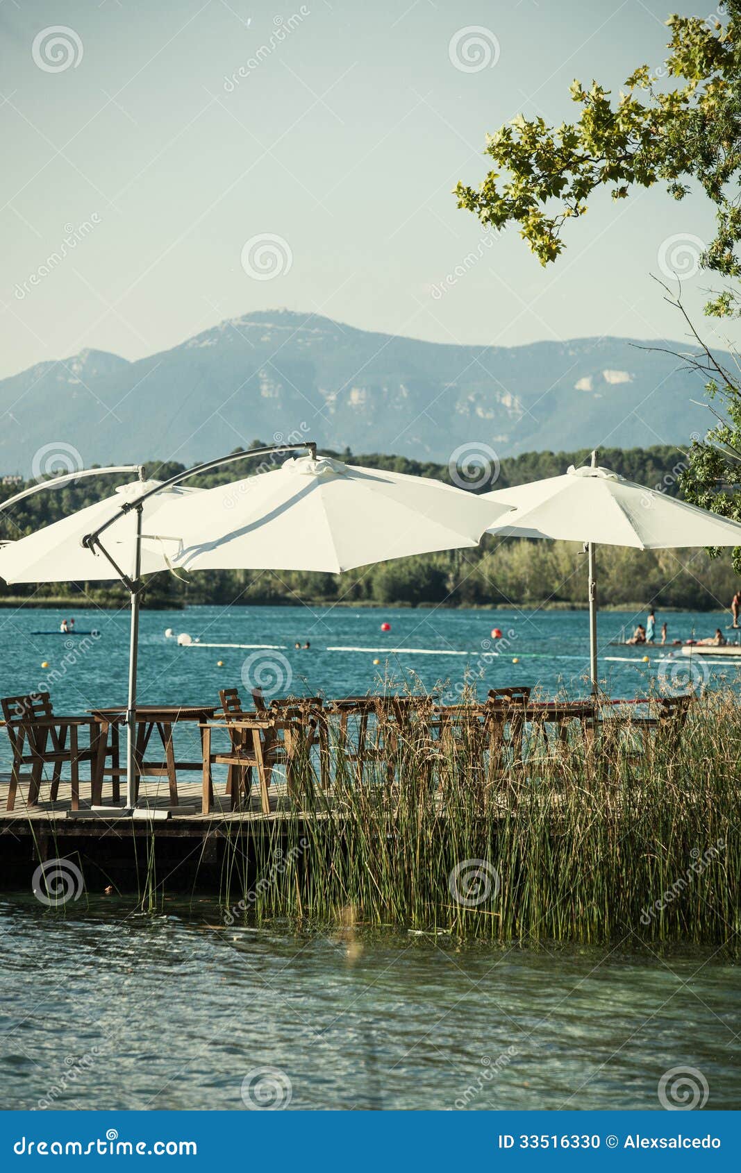 Banyoles lake stock photo. Image of rowing, wood9, bridge - 33516330