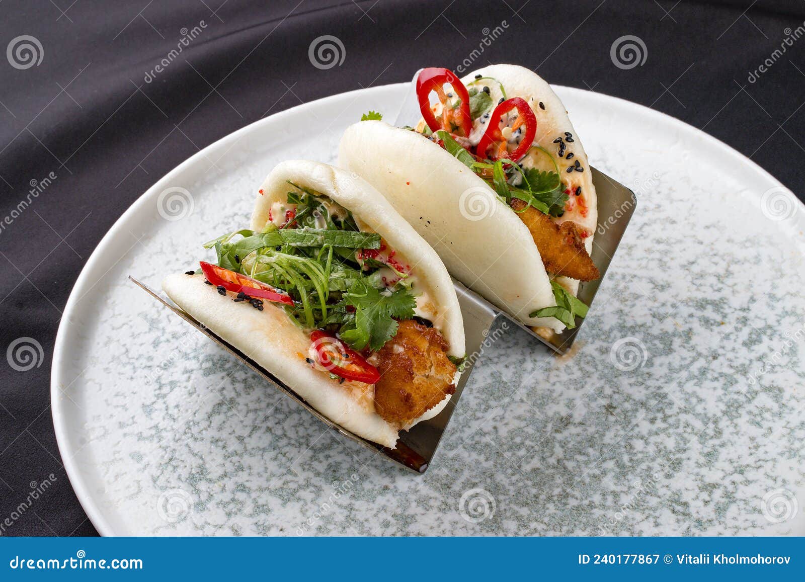 Bao, Steamed Rice Buns, with Chicken Stock Image - Image of chicken ...