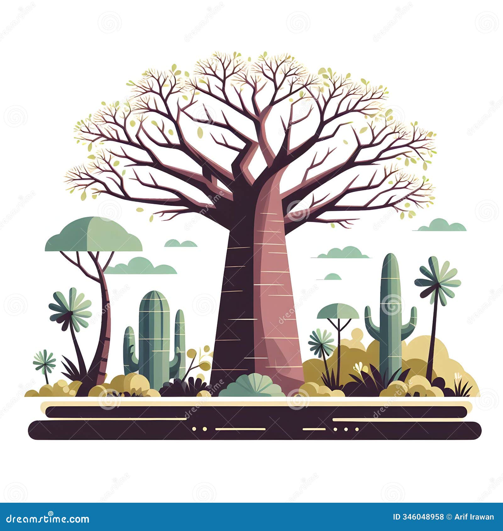 Baobab Grandidier Typical Tree Of Madagascar Illustration Royalty-Free ...