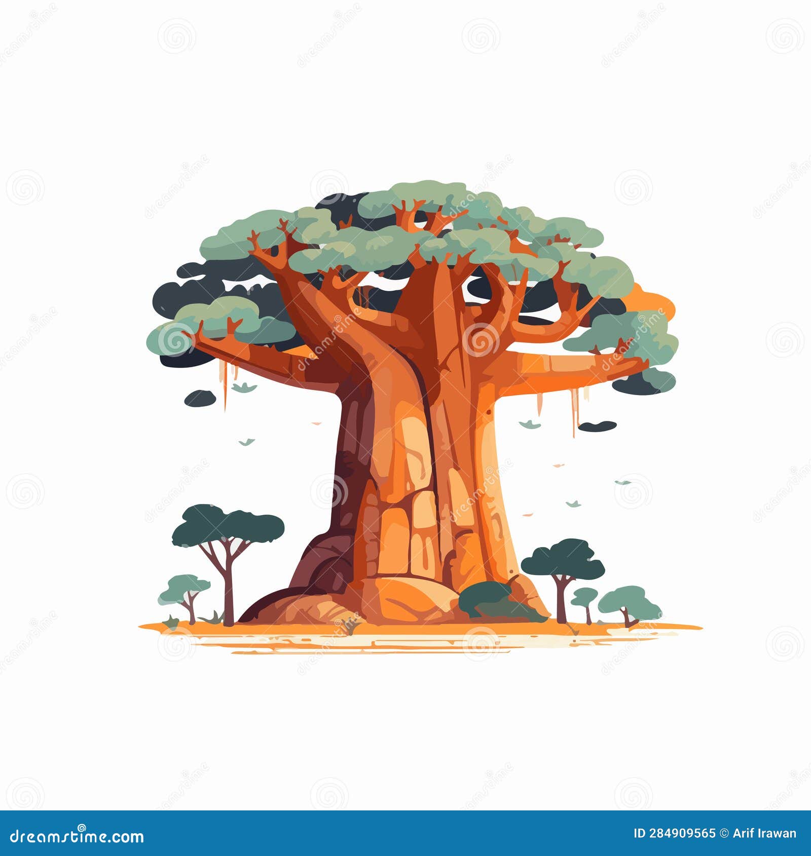 Baobab Grandidier Typical Tree of Madagascar Vector Illustration Stock ...