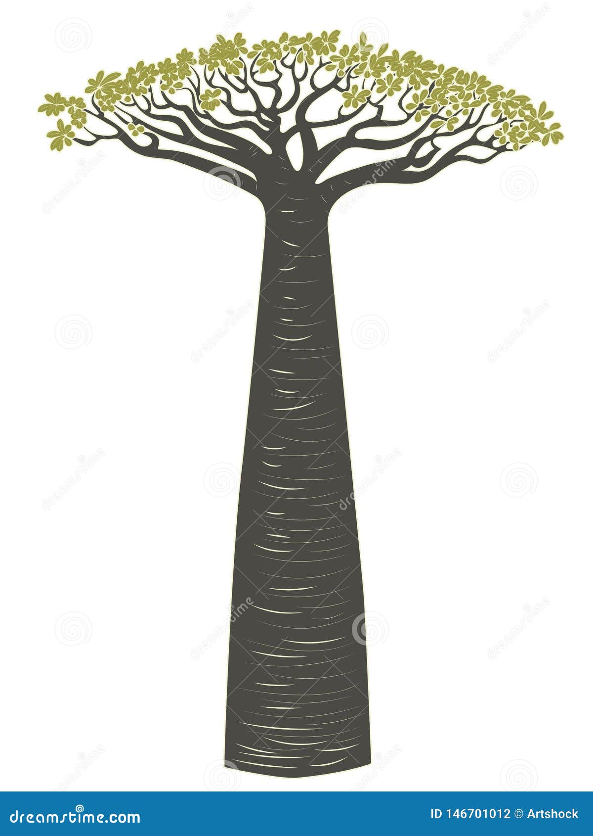 Baobab Stylized Tree Silhouette Flyer Template, Vector | CartoonDealer ...