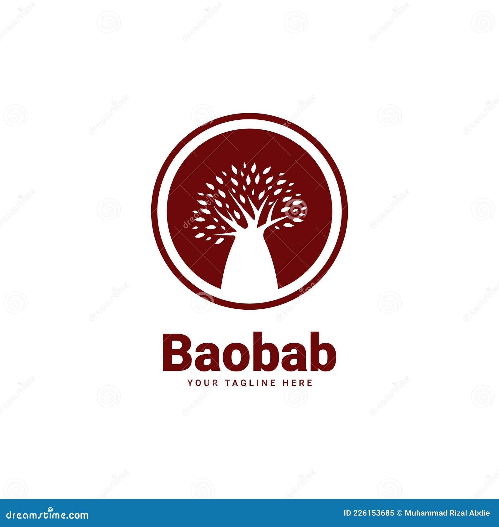 Baobab Tree Logo Badge Icon Stock Vector - Illustration of flora ...