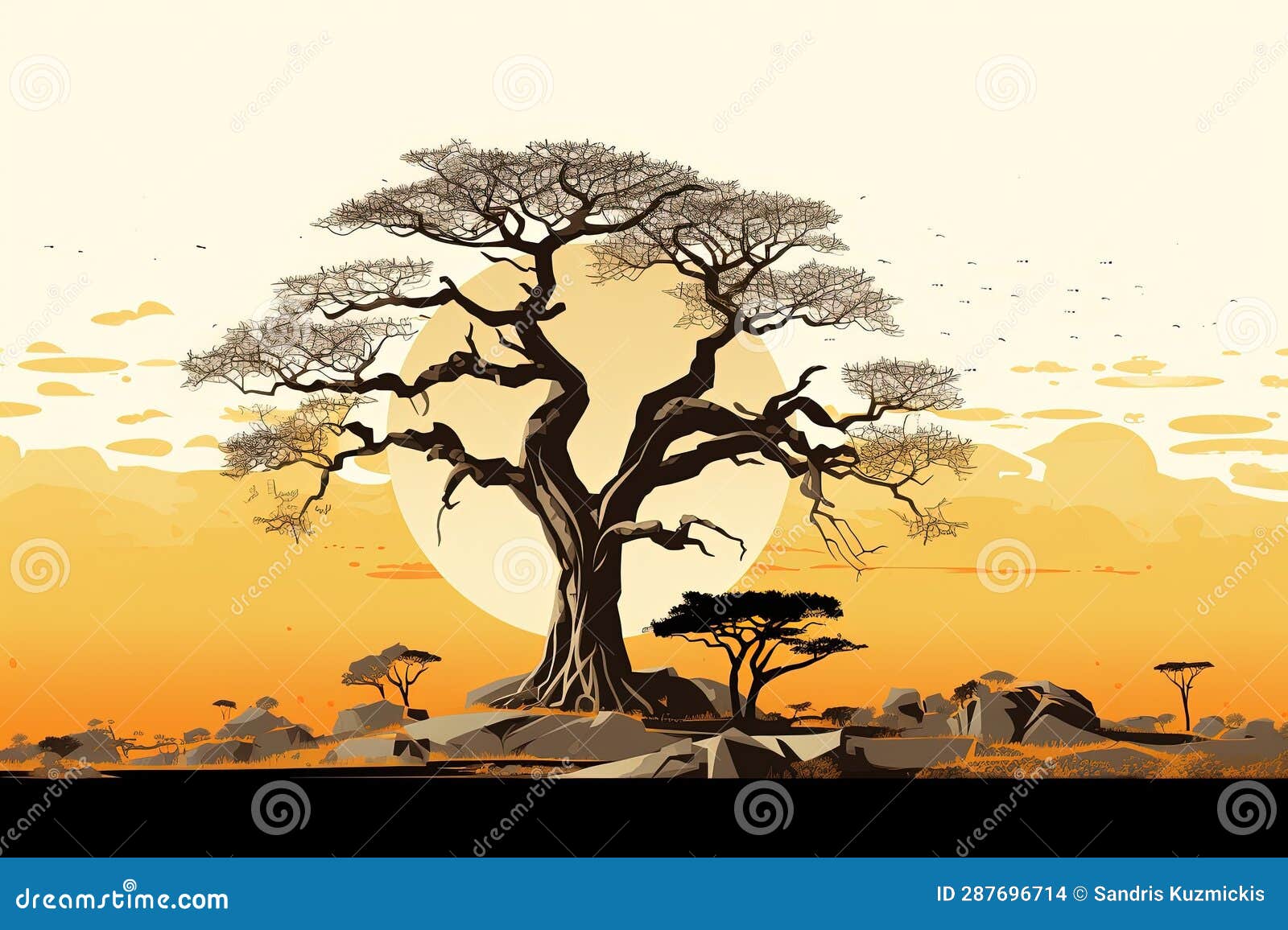 Baobab Tree Modern Graphic Design Stock Illustration - Illustration of ...
