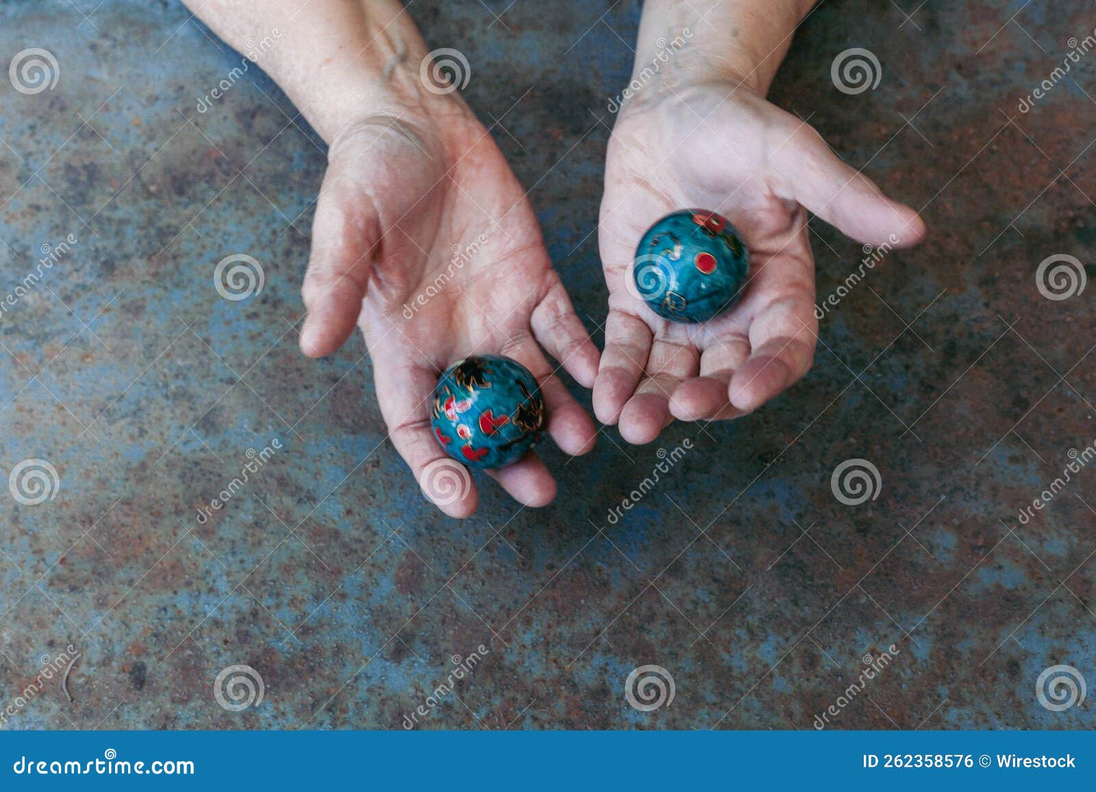 Adult Woman Hands Excercising for Stress with Chinese Baoding Balls ...