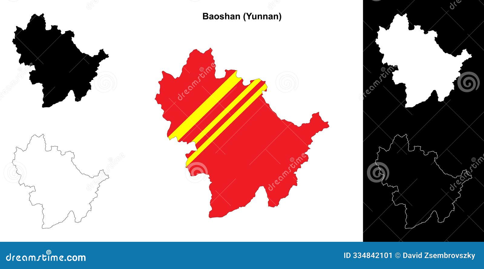 Baoshan outline map stock illustration. Illustration of yunnan - 334842101
