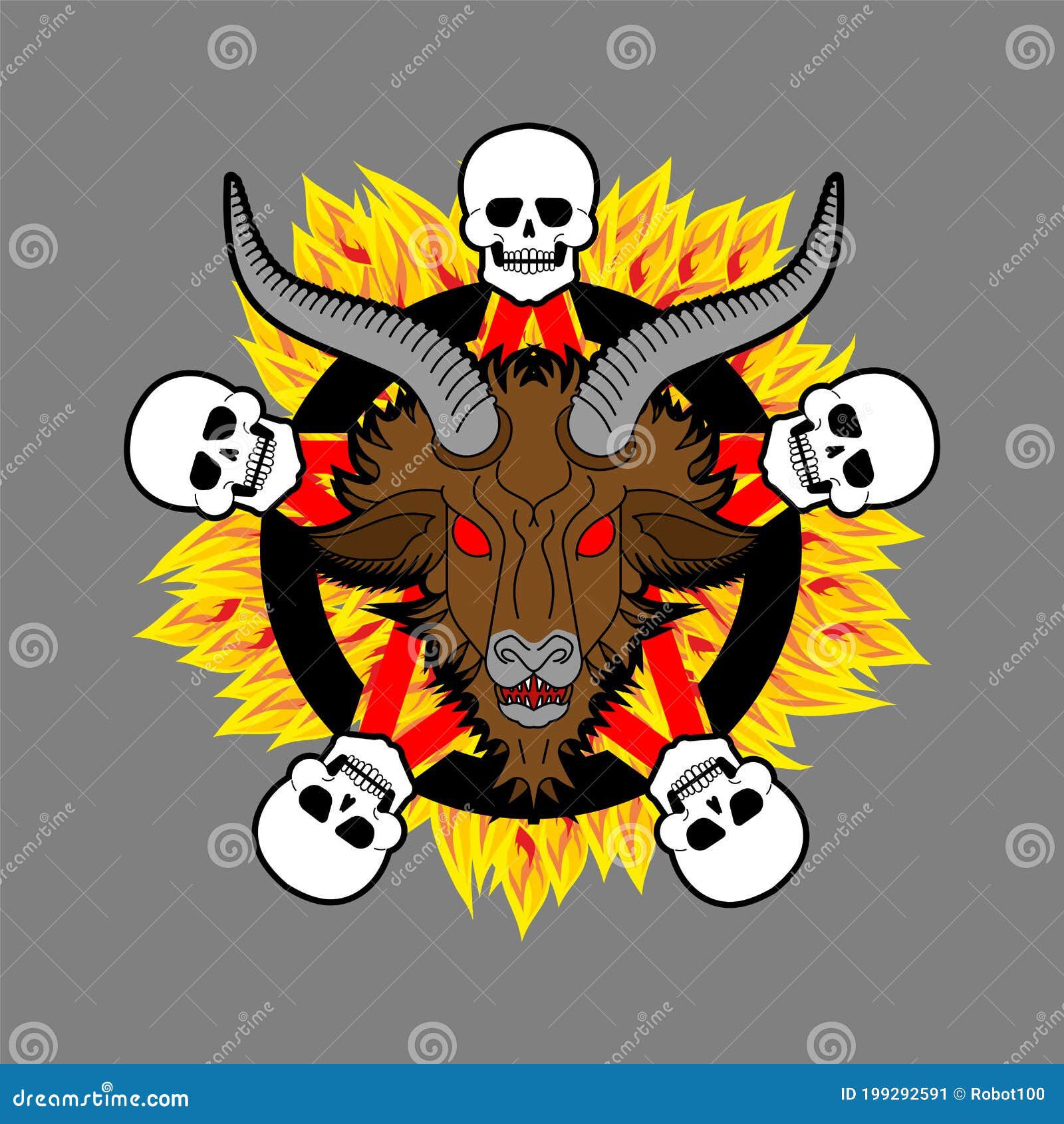 Baphomet Demon. Satanic Symbol. Satan with Goat Head Stock Vector ...