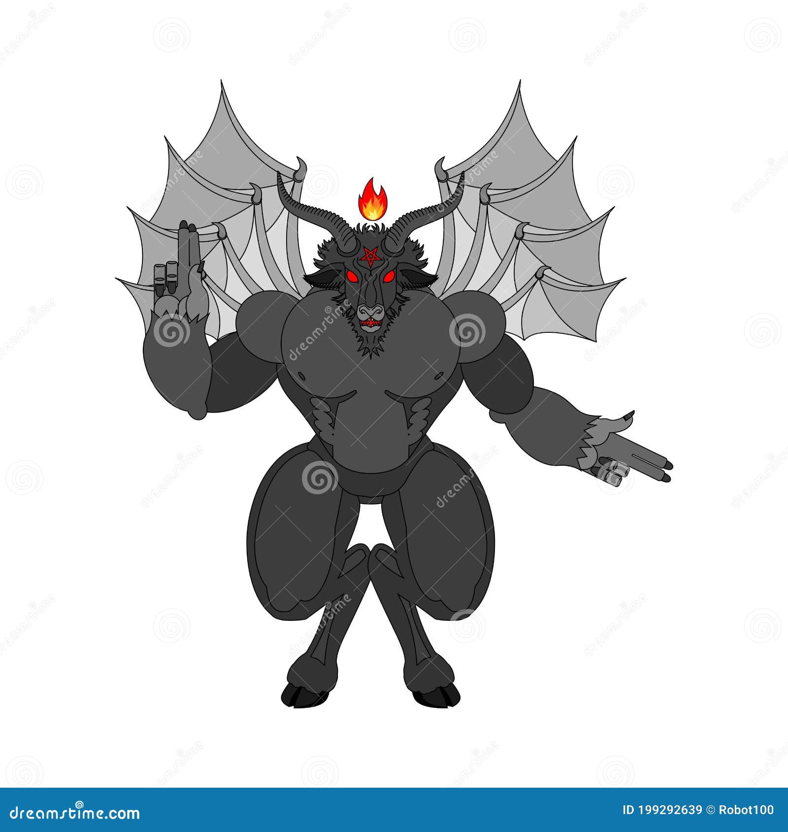 Baphomet Or Demon Goat Illustration With Line Art Concept. Mythical ...