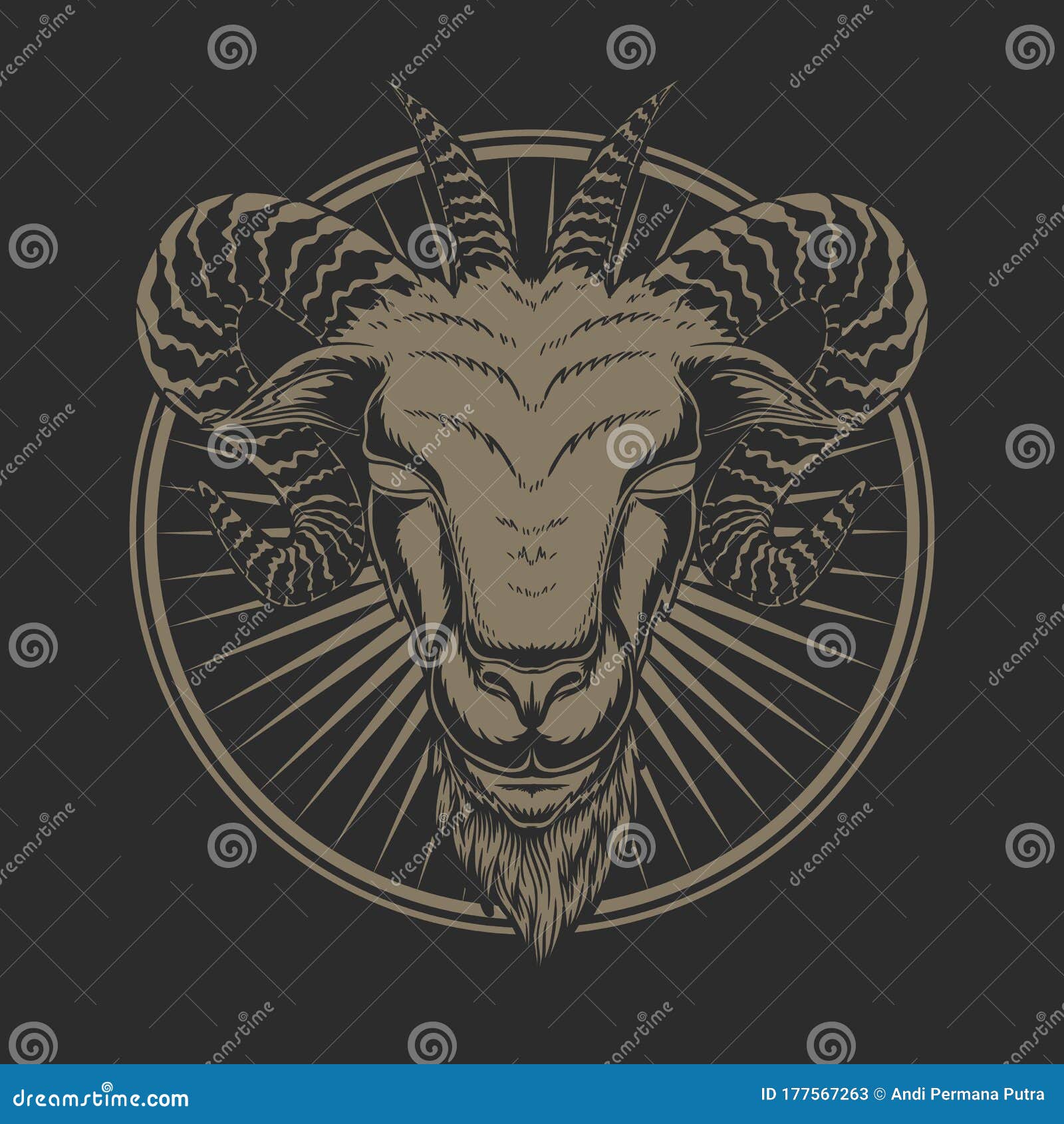 Baphomet Head Vector Illustration Stock Vector - Illustration of magic ...