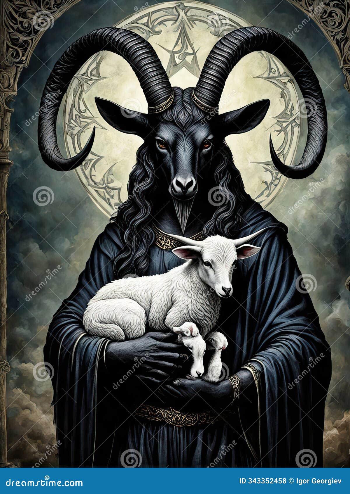 Baphomet Holding a Lamb, Dismal Creation, Demonic, Evil, in Hell ...