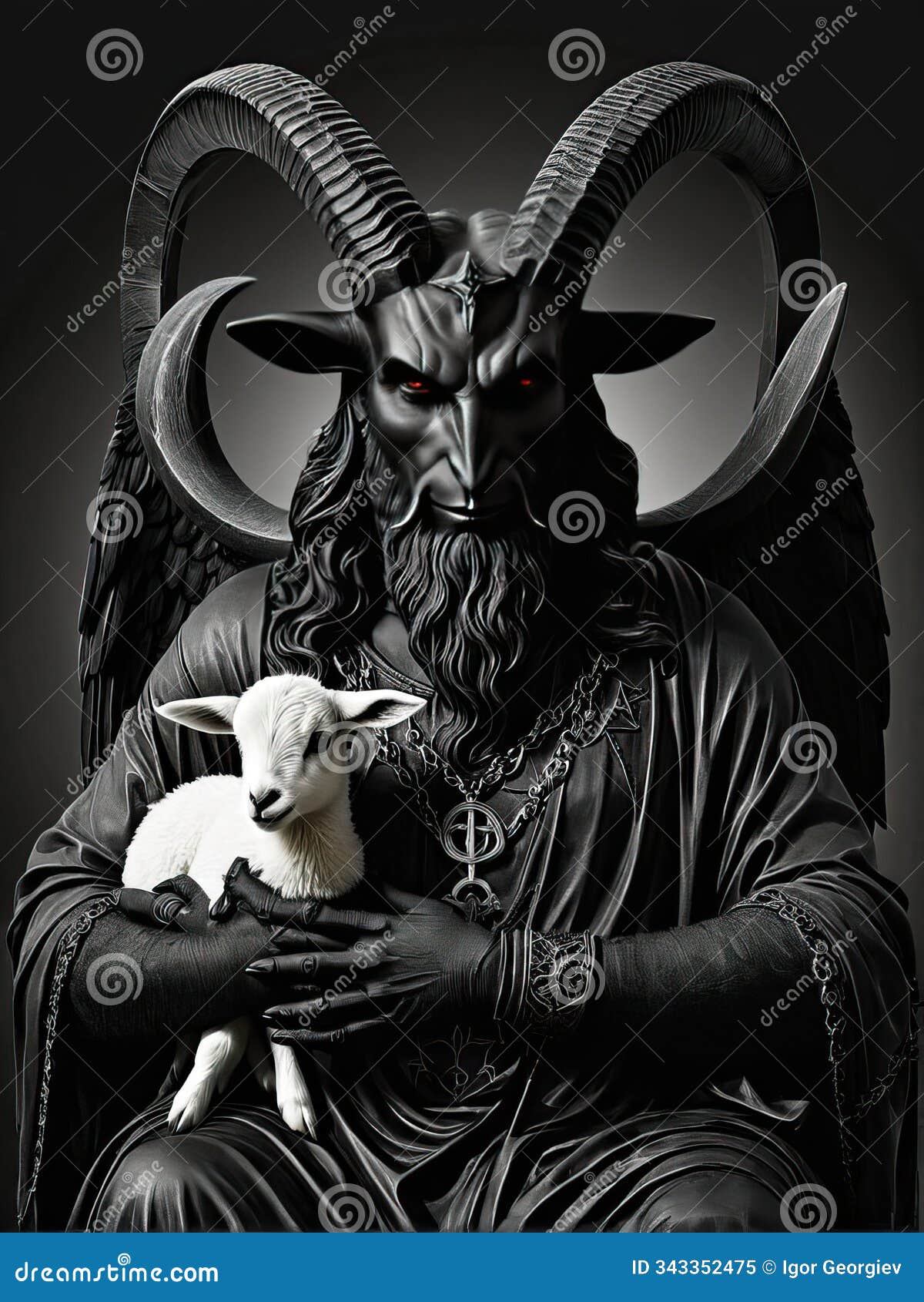 Baphomet Holding a Lamb, Dismal Creation, Demonic, Evil, in Hell ...