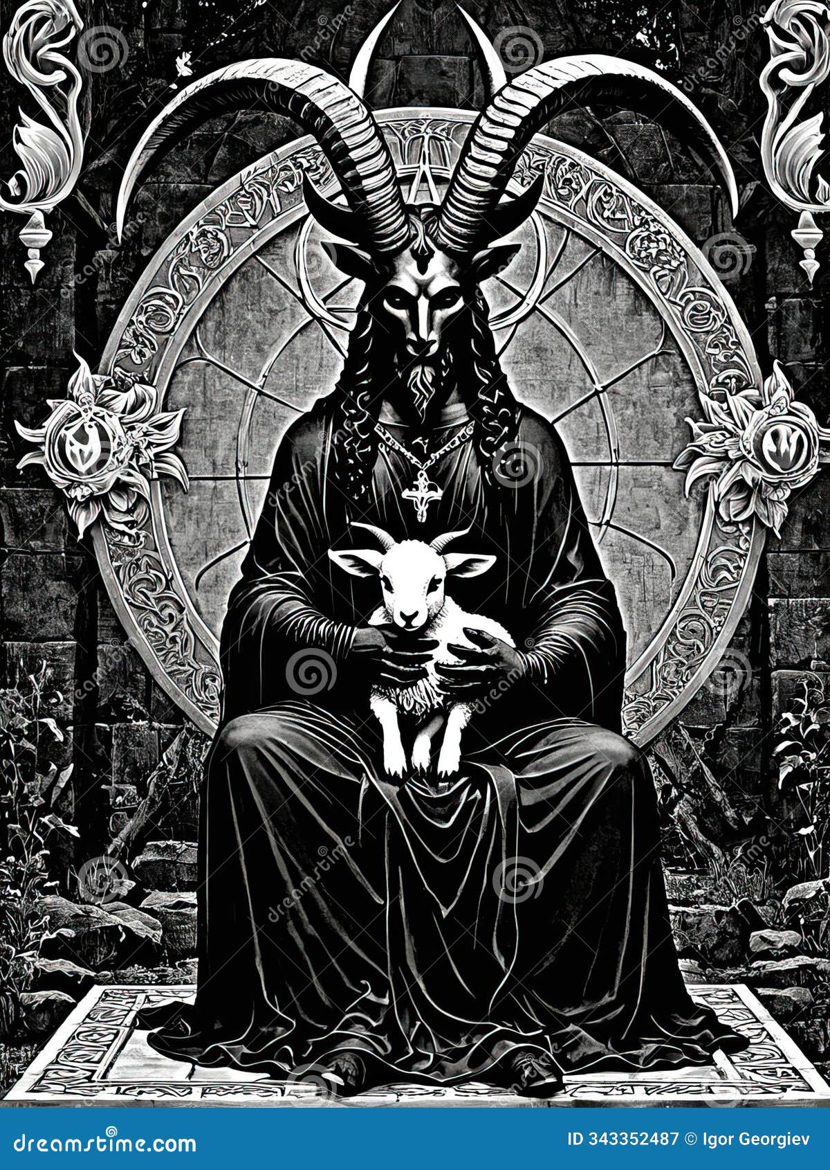 Baphomet Holding a Lamb, Dismal Creation, Demonic, Evil, in Hell ...