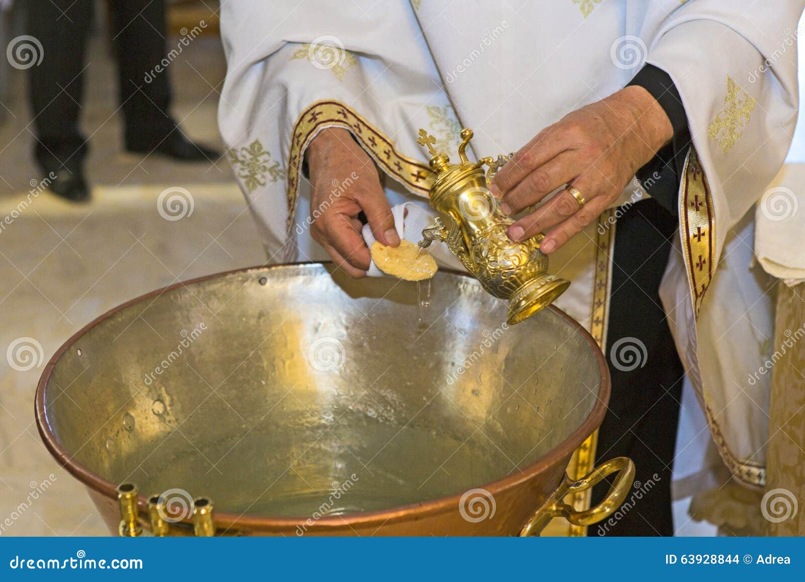 Priest Preparing for the Baptism Bath Stock Photo - Image of bible ...