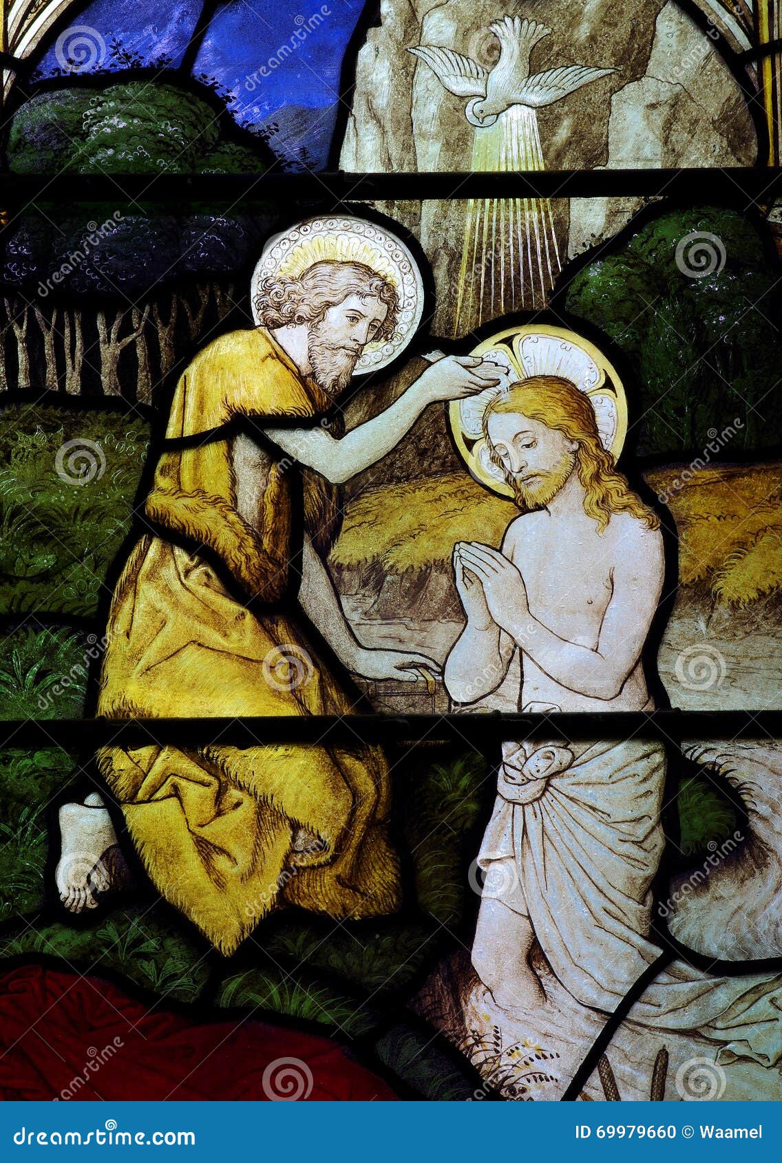Baptism of Jesus in Stained Glass Stock Photo - Image of showing, john ...
