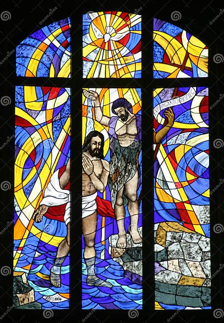 Baptism of the Lord, Stained Glass Stock Photo - Image of cathedral ...