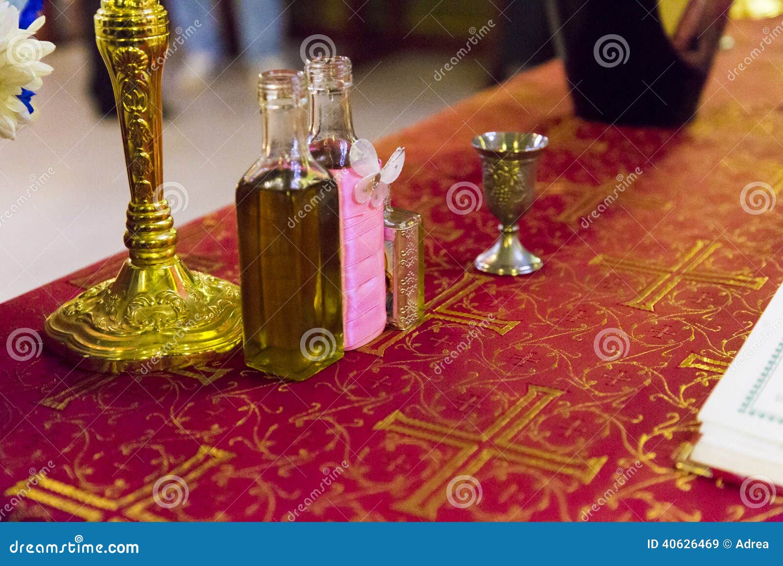 Priest Table Arrangement For The Baptism Ceremony Stock Image ...